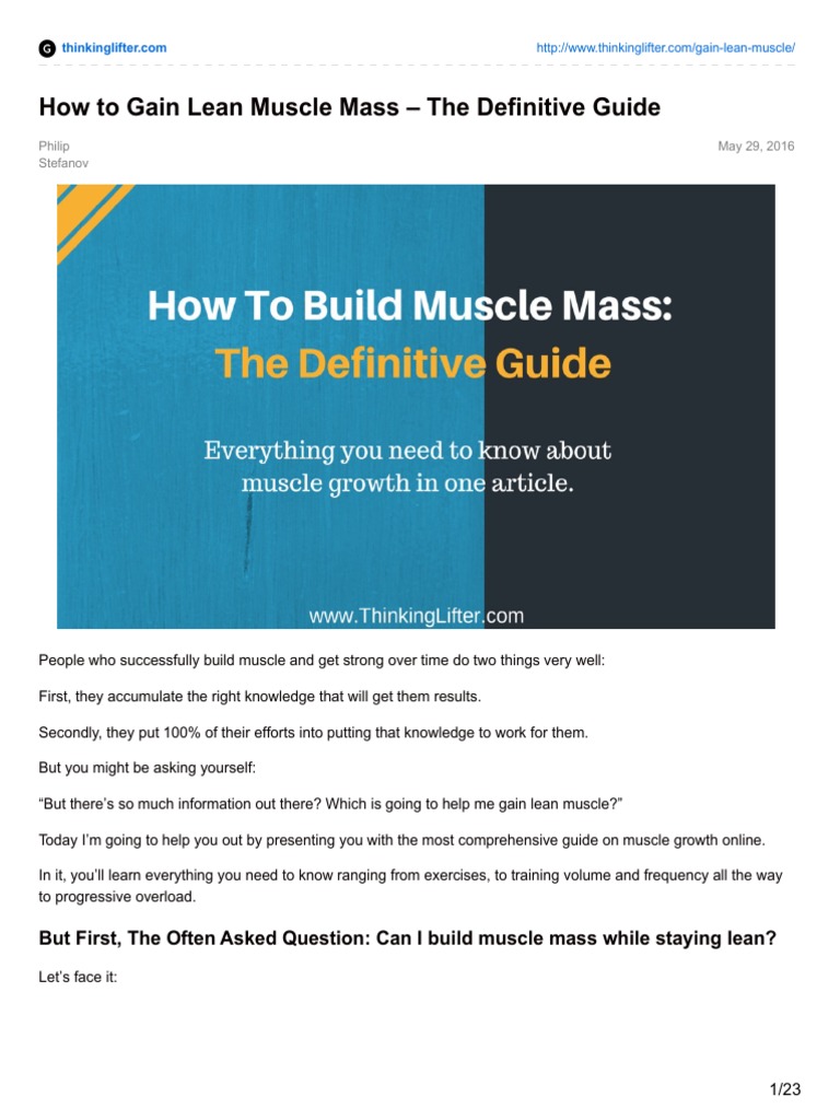 How To Gain Lean Muscle Mass The Definitive Guide | PDF | Weight ...