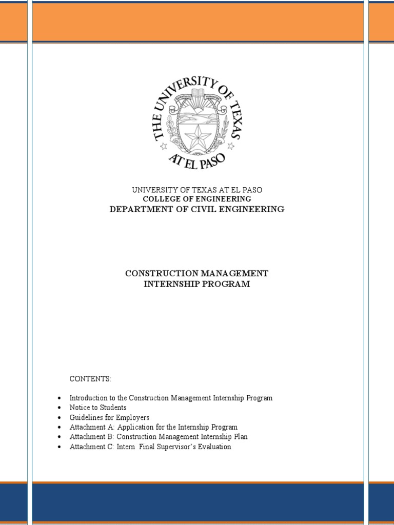 Construction Management Internship Program | PDF | Internship | Job Hunting