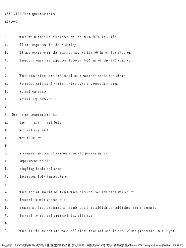 ATPL Test Questions | PDF