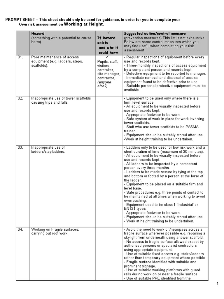 Height Safety Risk Guide | PDF | Ladder | Personal Protective Equipment