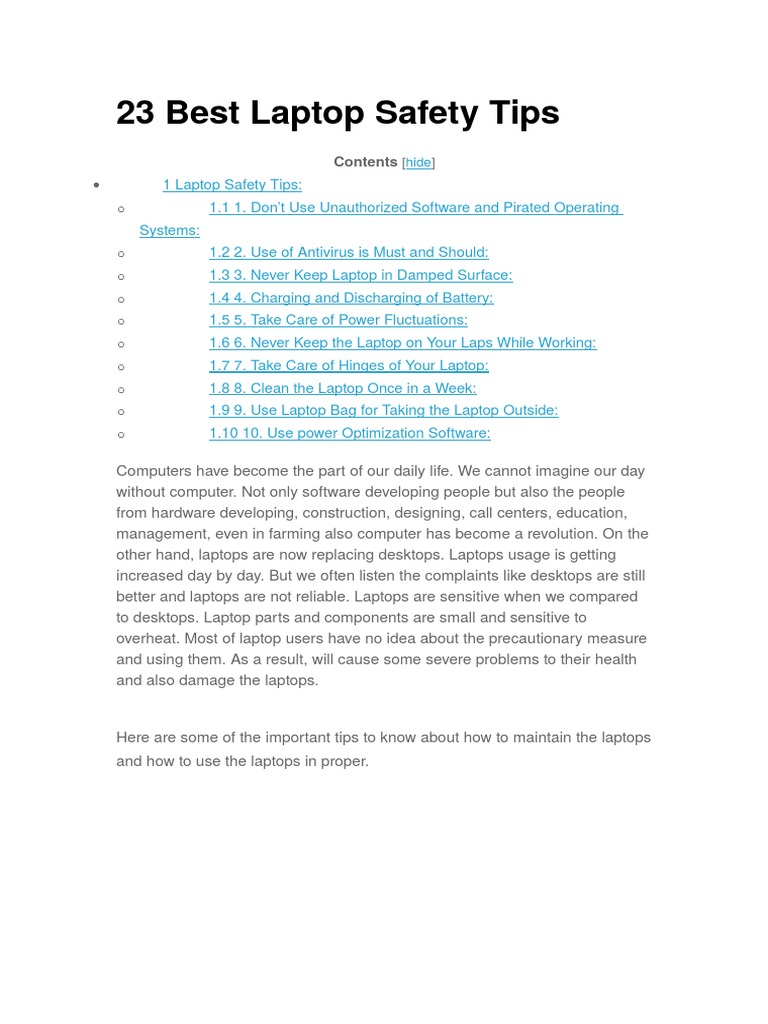 Essential Laptop Safety Tips | PDF | Laptop | Computer Virus