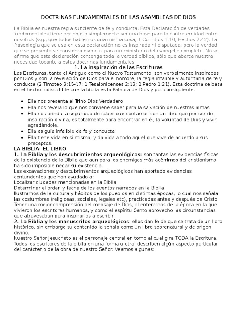 Doctrinas Fundamentales de Las Asambleas de Dios. Esc. Dom | PDF | Dios | Alma