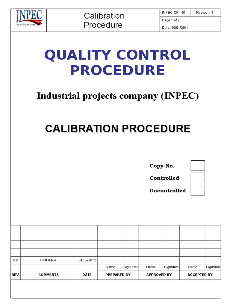 Calibration Procedure. | PDF | Calibration | Quality Assurance