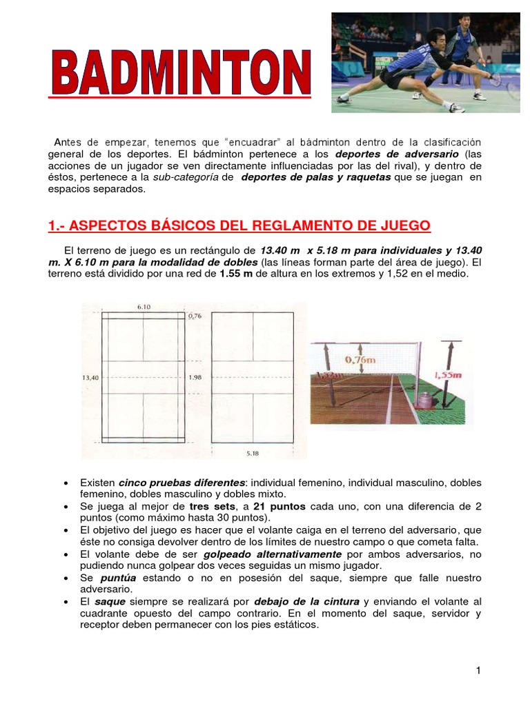 BADMINTON.pdf | Deportes | Deportes atléticos