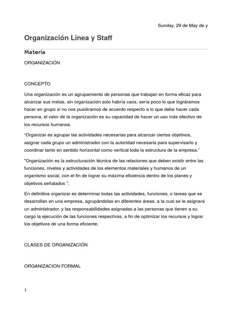 Organización Lineal y Staff: Guía SEO | PDF | Recursos humanos | Sicología