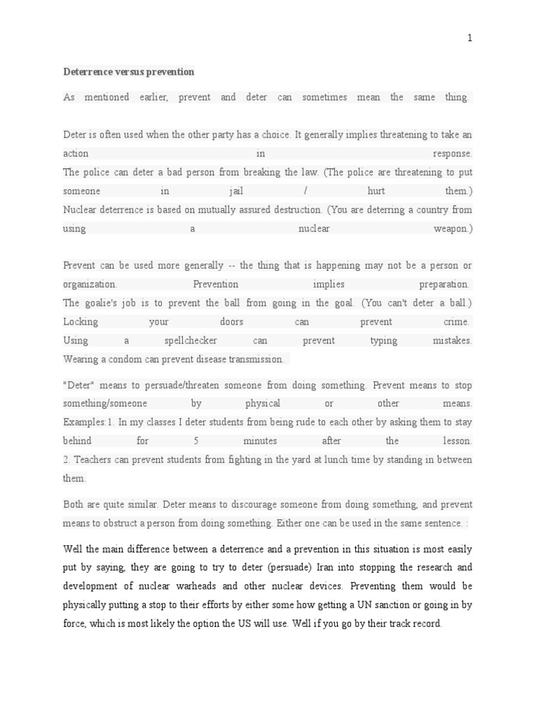 Deterrence Versus Prevention | PDF | Deterrence Theory | Crime & Violence