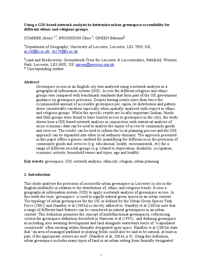 Green Space | PDF | Geographic Information System | Data Analysis