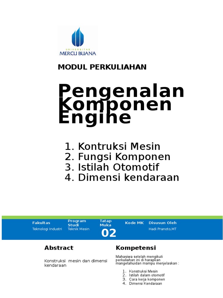 Pengenalan Komponen Mesin Otomotif | PDF | Teknologi & Rekayasa