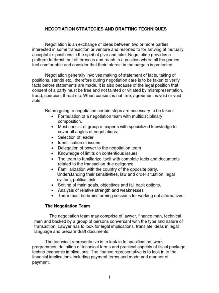 Negotiation Strategies Drafting Techniques PDF | PDF | Negotiation ...