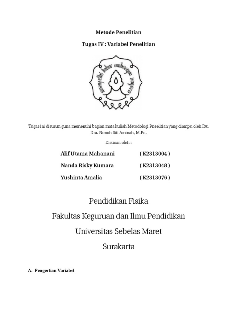 Tugas IV Variabel Penelitian | PDF
