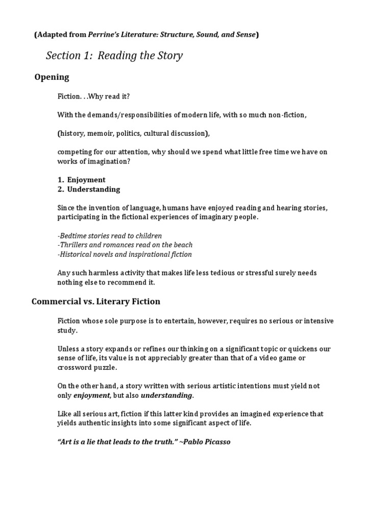 Elements of Fiction Notes Section 1 | PDF | Novels