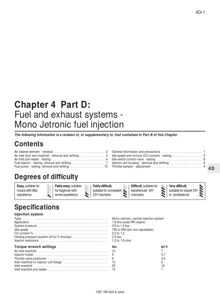 Sistema de Inyeccion Mono-Jetronic | PDF | Throttle | Fuel Injection