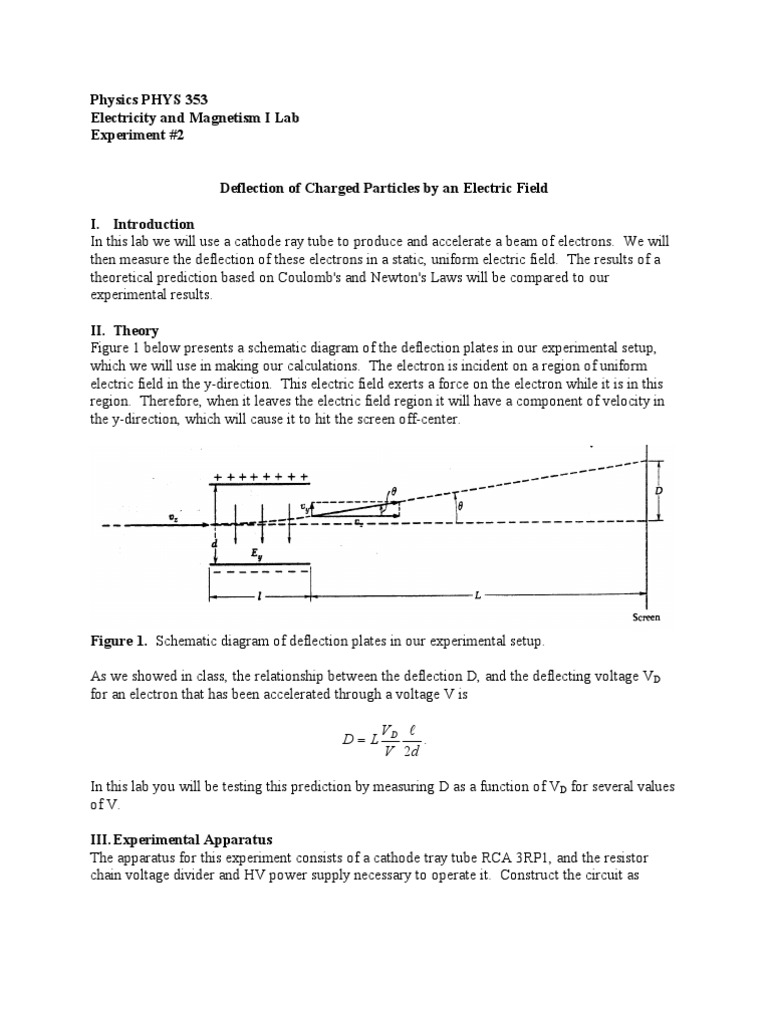 Experiment 2 - Deflection by Electric Field | PDF | Cathode Ray Tube ...