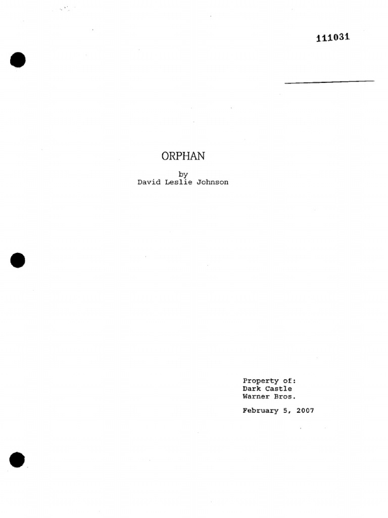 Orphan 2009 Movie Script | PDF