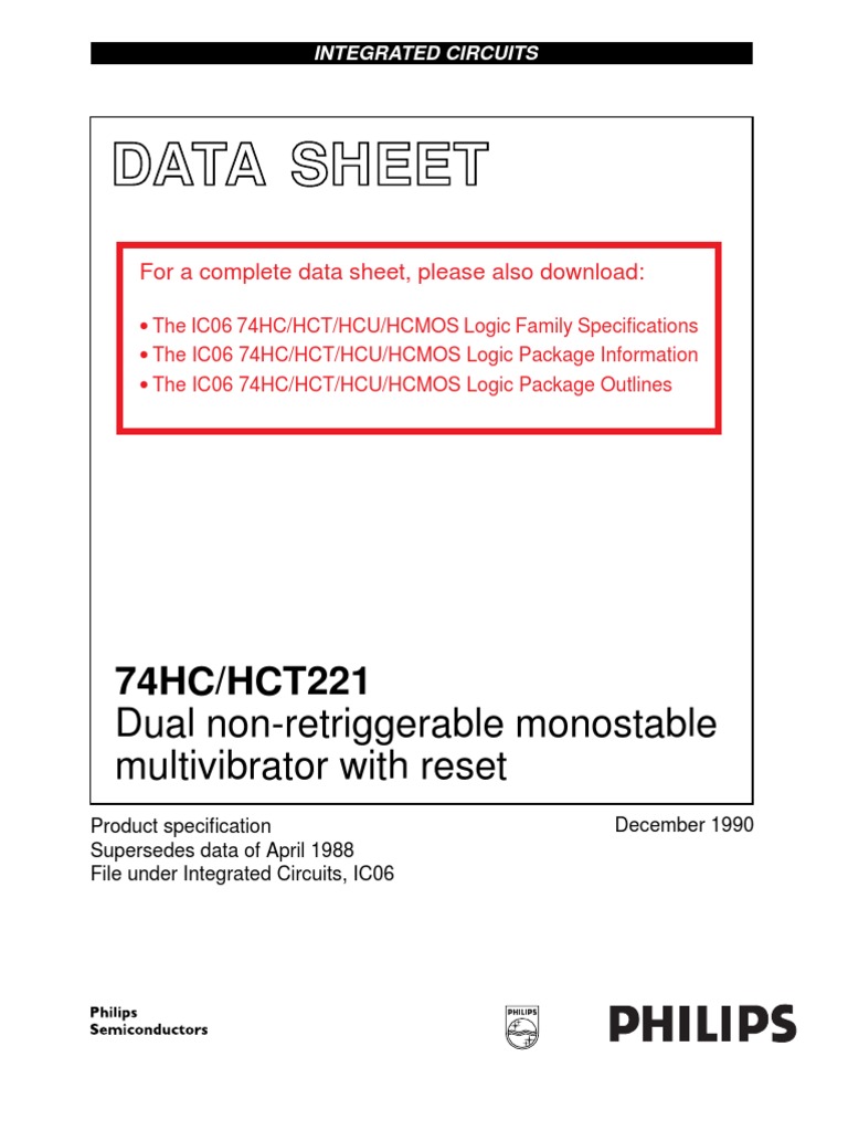 Data Sheet: 74HC/HCT221 | PDF | Capacitor | Diode