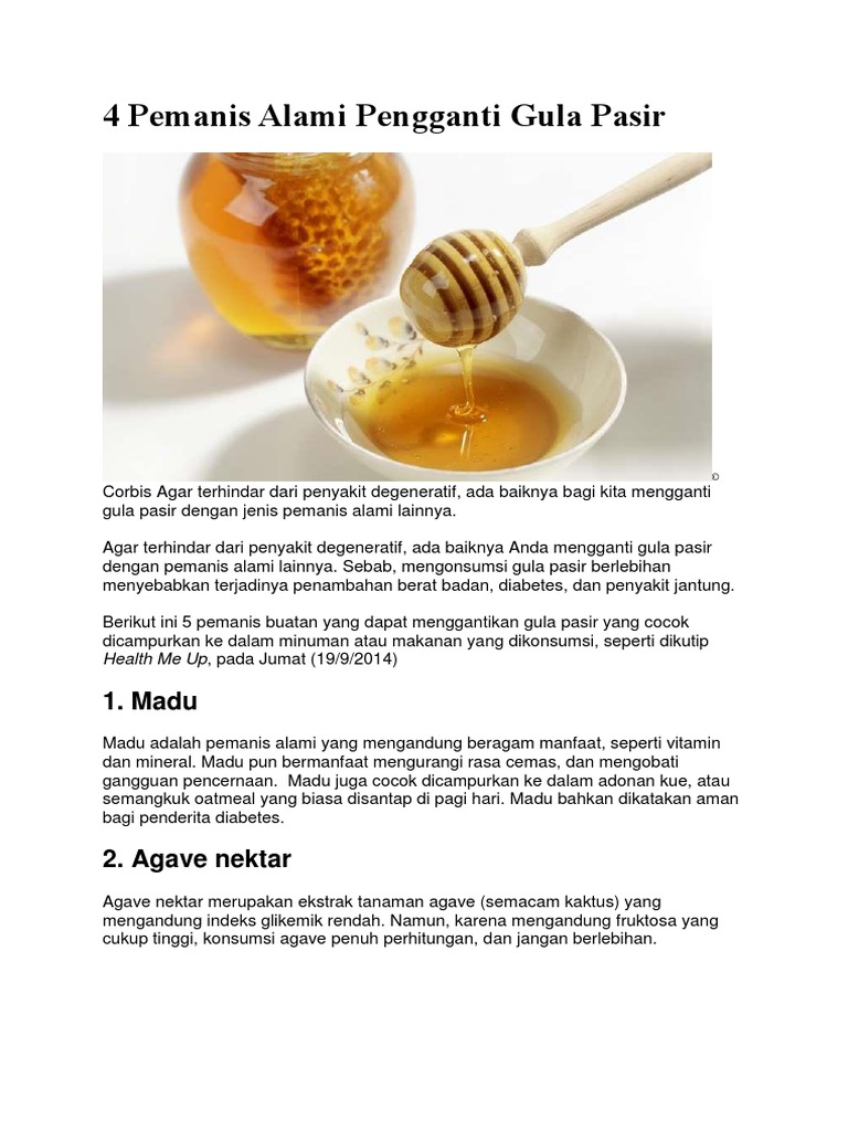 4 Pemanis Alami Pengganti Gula Pasir PDF | PDF