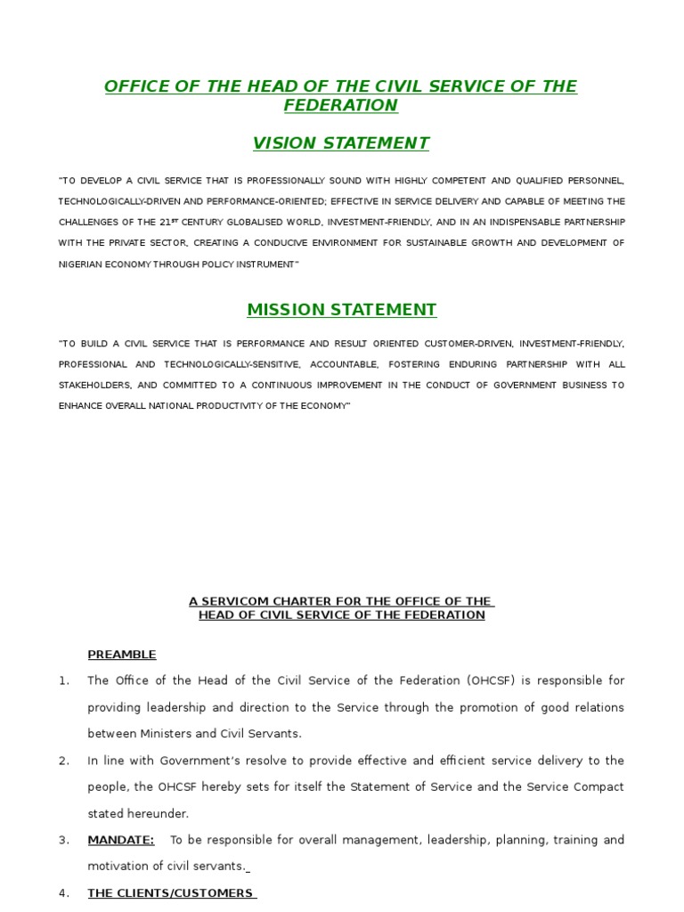 Vision for a Competent Civil Service | PDF | Civil Service | Federal ...