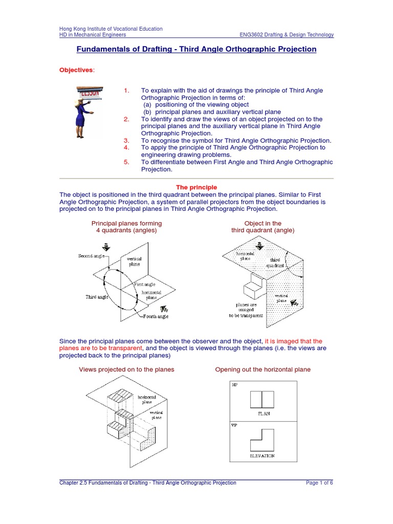 Third Angle Orthographic Projection Guide | PDF | Technical Drawing ...