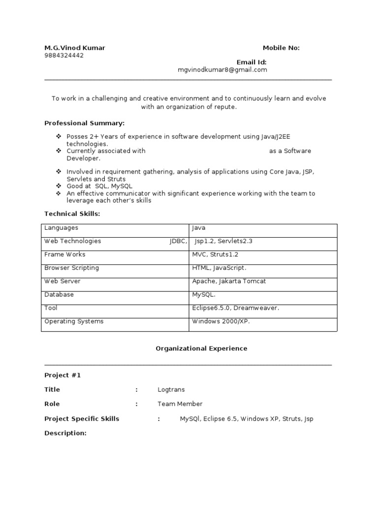 Java CV | PDF | Java Servlet | Java Server Pages