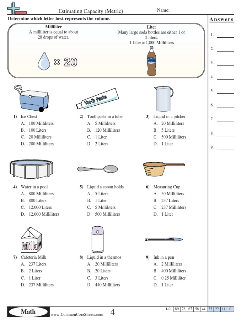 Estimating Metric Liquid Volumes | PDF