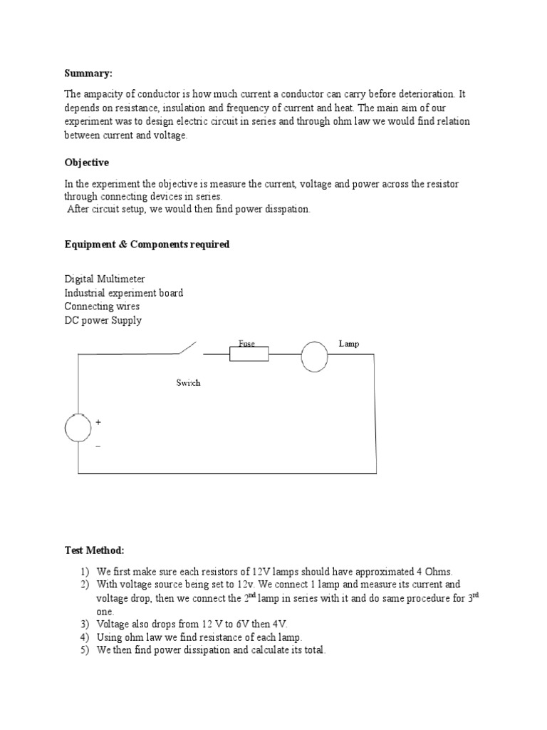 Lab 1 - ENEL 280 - Eletrical Circuits | PDF | Series And Parallel Circuits | Electrical ...
