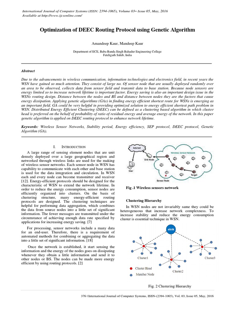 Optimization Of Deec Routing Protocol Using Genetic Algorithm Pdf Pdf Wireless Sensor