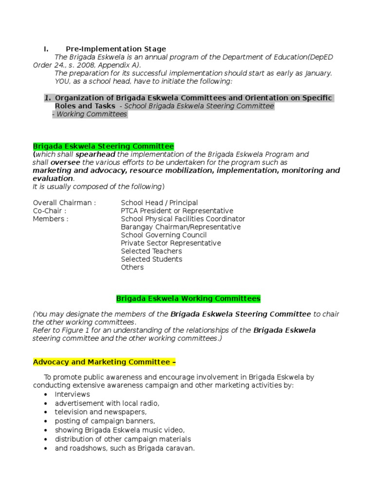 Brigada Eskwela Steering and working Committee.docx | Volunteering ...