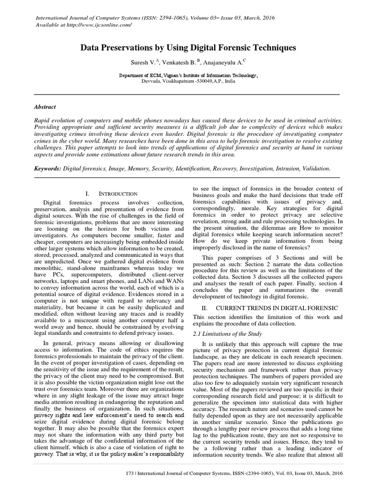 Data Preservations by Using Digital Forensic Techniques | PDF ...