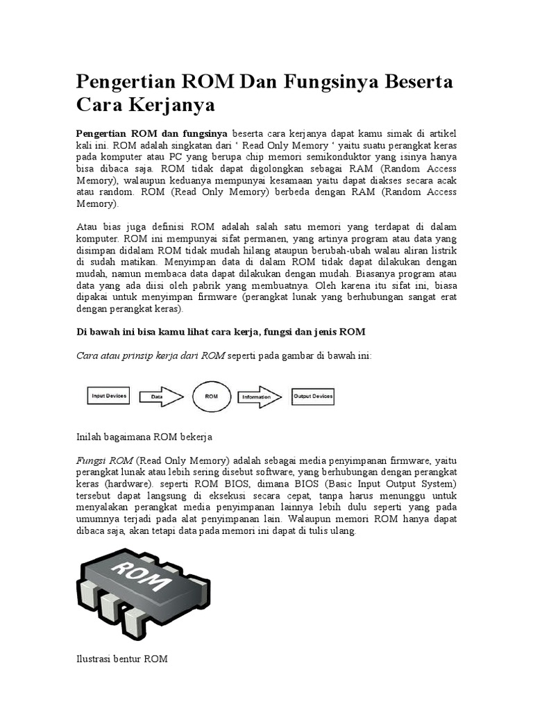 Pengertian ROM Dan Fungsinya Beserta Cara Kerjanya | PDF | Komputer