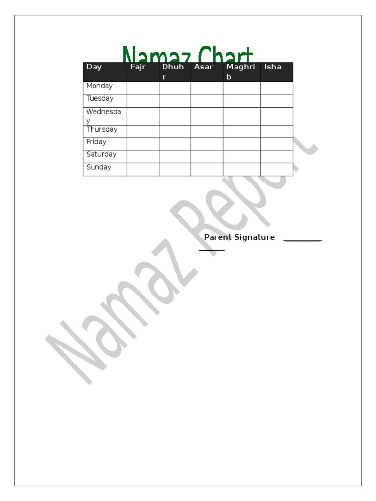 Weekly Prayer Schedule Template | PDF