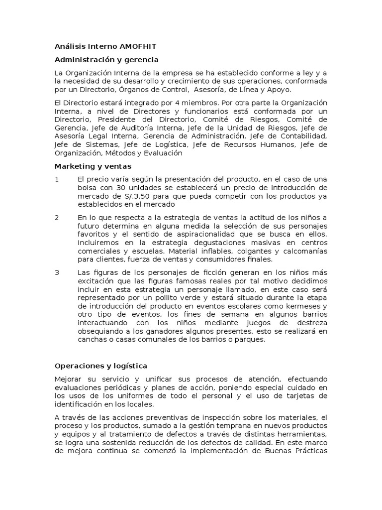 Analisis AMOFHIT CAJA Municipa | PDF | Alimentos | Recursos humanos