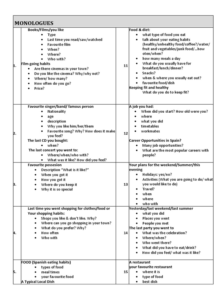 Monologue Practice | Download Free PDF | Meal | Lunch