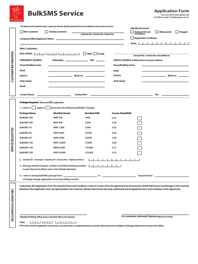 Bulk SMS Application Form | PDF | Short Message Service | Defamation
