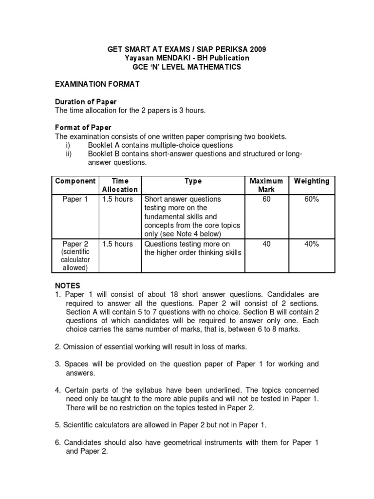 GCE N Level Math 2009 Full | PDF | Test (Assessment) | Triangle
