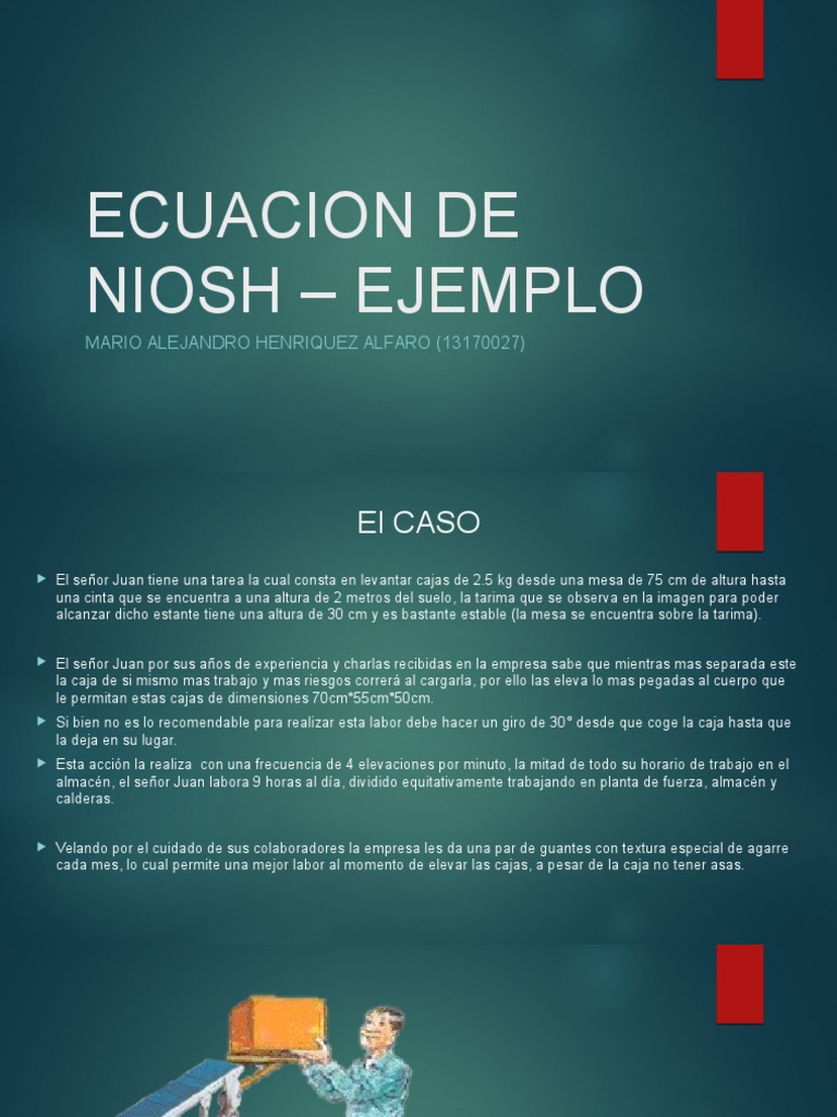 Ecuacion de Niosh - Ejemplo | PDF