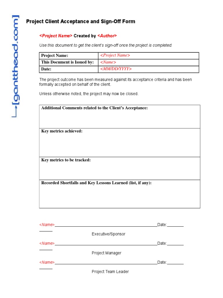 Project Client Acceptance Form1 | PDF