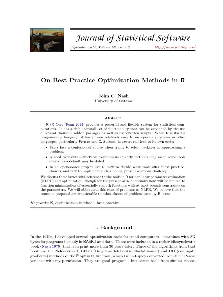 Journal of Statistical Software: On Best Practice Optimization Methods ...