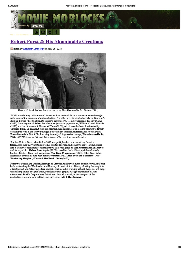 Robert Fuest's Iconic Film Creations | PDF | Cinema Of The United ...