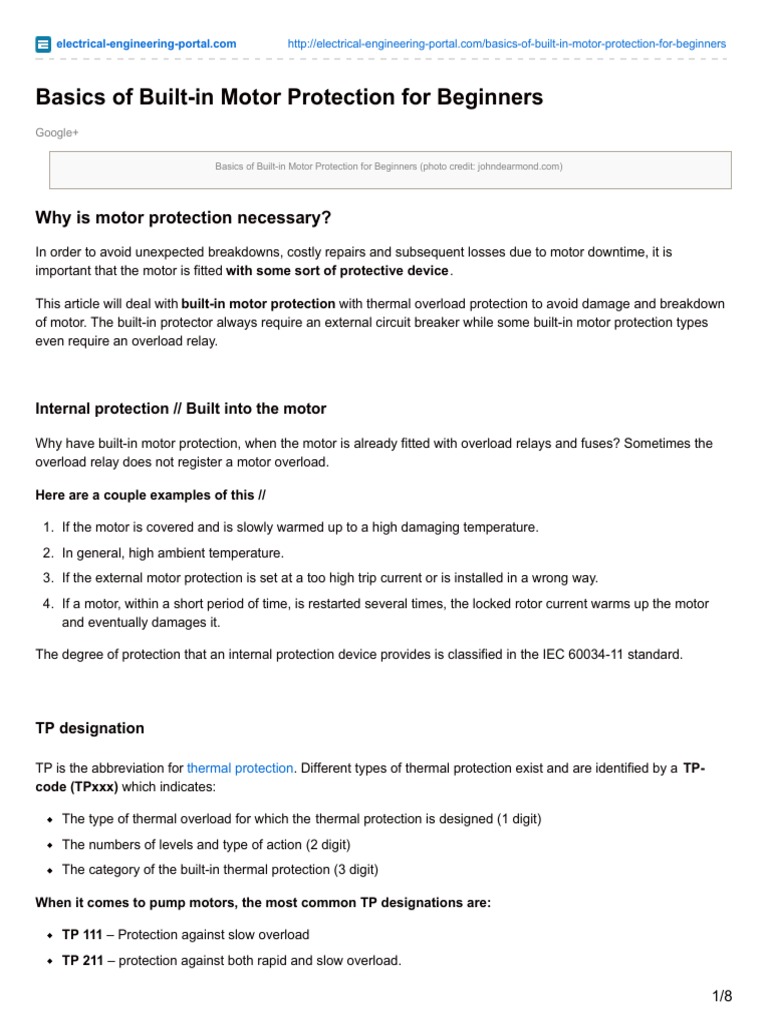 Basics of Built-In Motor Protection For Beginners | PDF | Relay | Switch