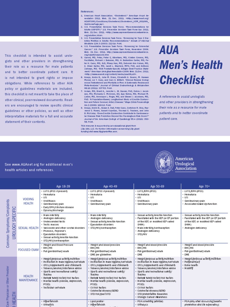 AUA Men's Health Checklist: References | PDF | Prostate Specific ...