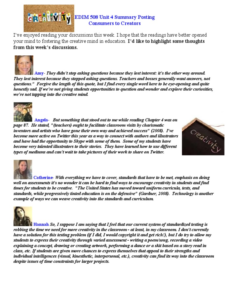 From This Week's Discussions | PDF | Standardized Tests | Creativity
