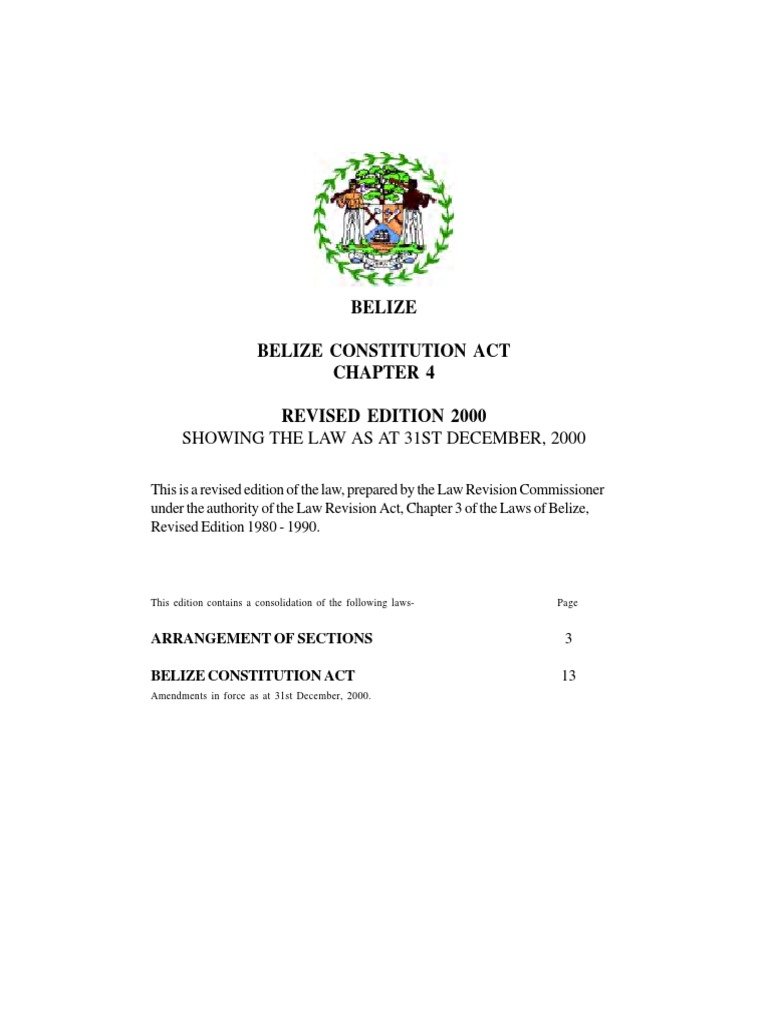 Belize Constitution Act 2000 Overview | PDF