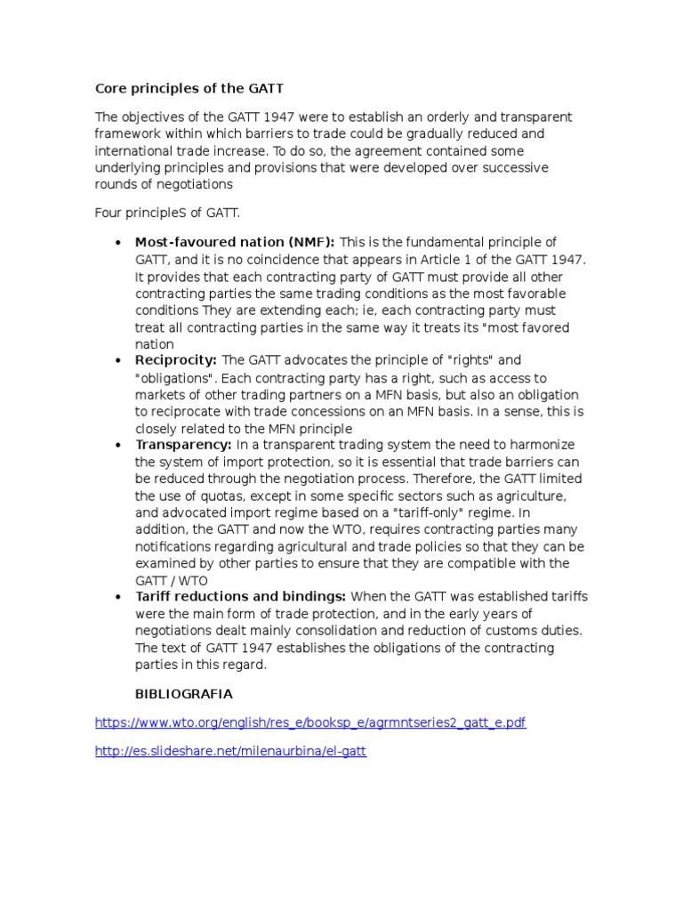 GATT Principles for Trade Experts | PDF | Business