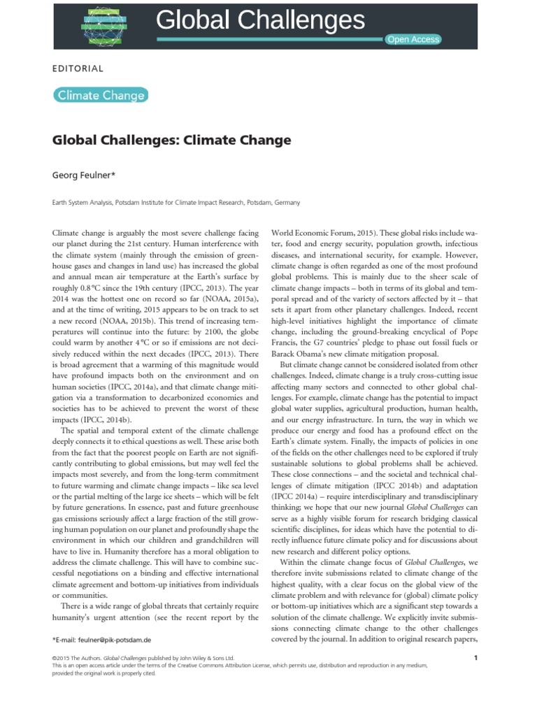 Global Challenges Climate Change | PDF | Intergovernmental Panel On ...