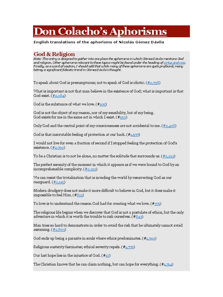 Don Colacho's Aphorisms | PDF | God | Faith