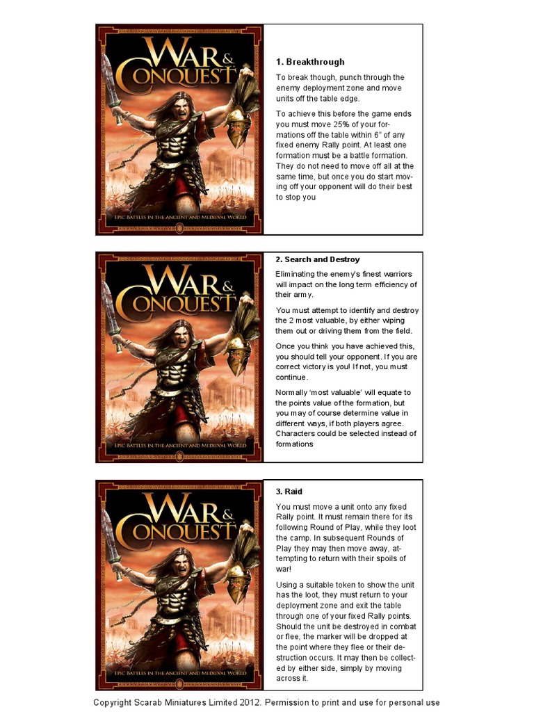 Battle Objective Cards | PDF | Military | Warfare