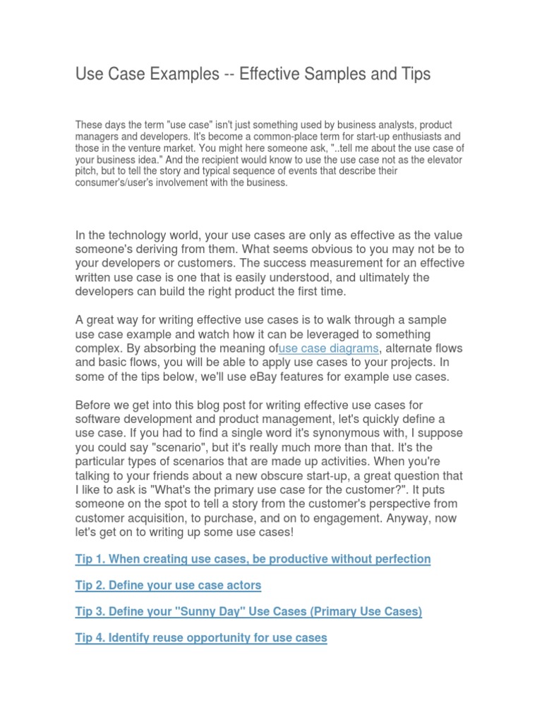 Writing Effective Use Cases: Sample Examples, Tips and a Guide for ...