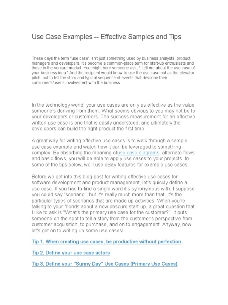 Use Case Examples - Effective Samples and Tips | PDF | Use Case | Agile Software Development