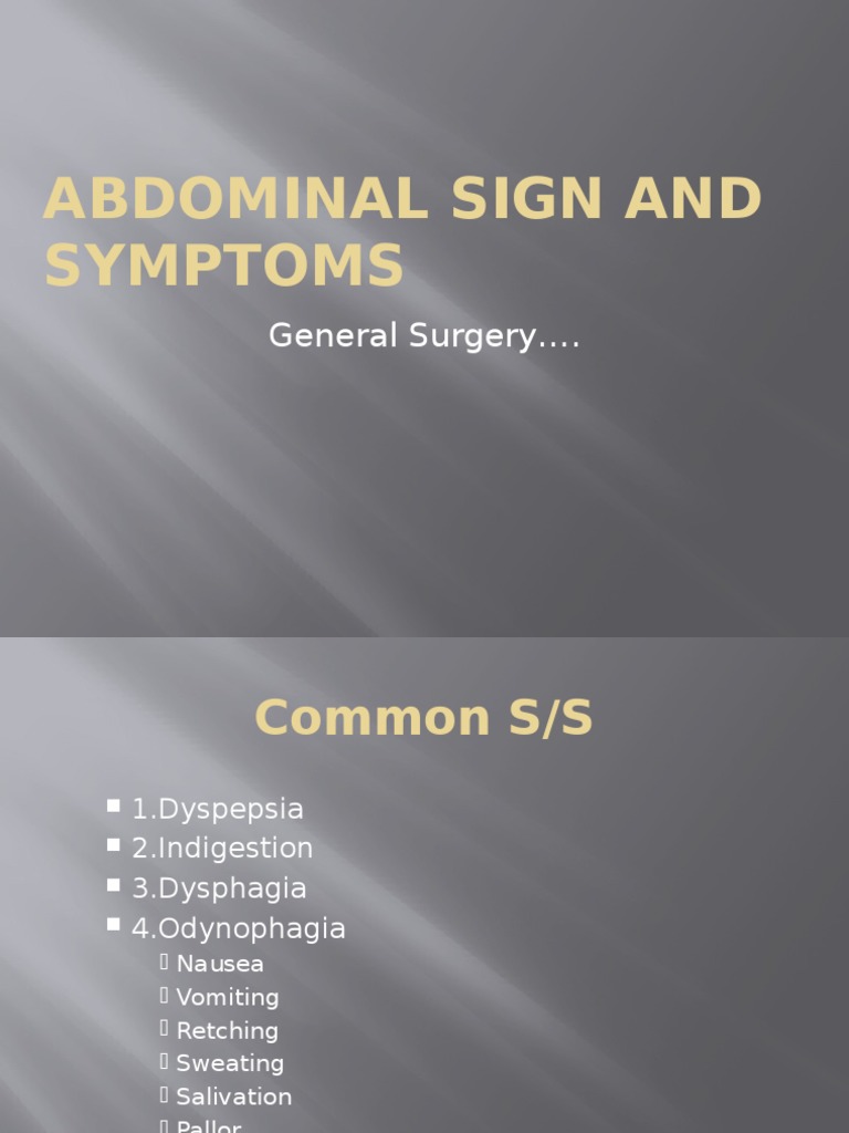 Abdominal Signs and Symptoms Overview | PDF