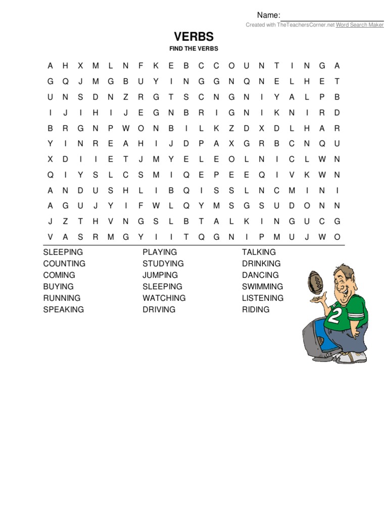 Present Continuous Verbs Word Search | PDF | Career & Growth
